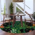 Black Cat Round Rugs for Living Room 6ft Pink Orange Flower Green Grass ...