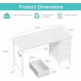 LUFEIYA 47 Inch White Computer Desk with Fabric Drawers for Study and ...