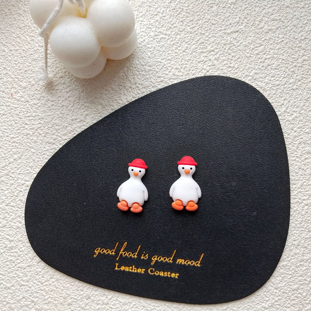 Jewelry Plastic Cartoon Cute Resin Crooked Head Duck Red cap duck Stud ...