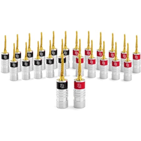 Sewell SilverbackSL Gold Pin Banana Plugs for Spring-Loaded Inputs, 12 ...