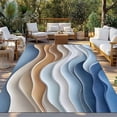 Abstract Water Ripple Outdoor Rug, Blue Beige Gradient Non-Slip Area ...