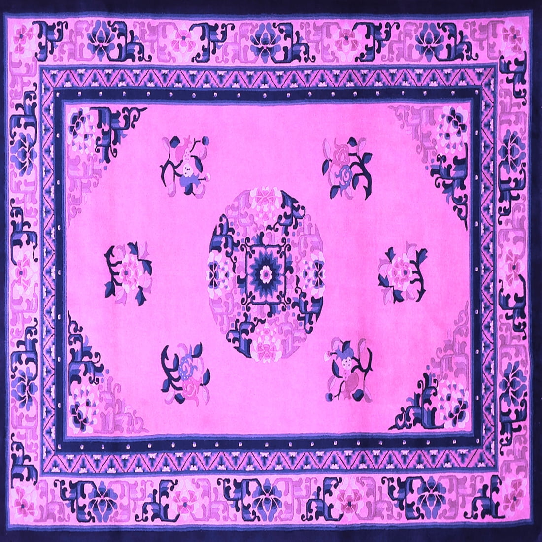 Ahgly Company Indoor Square Oriental Purple Asian Inspired Area Rugs, 5 ...