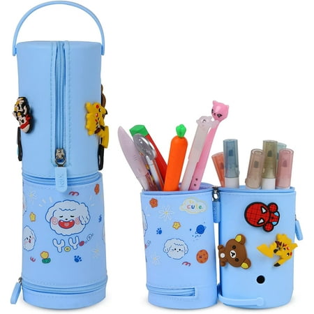 Cute Pencil Box Pen Pounch with Zipper Kawaii Big Capacity Standing ...