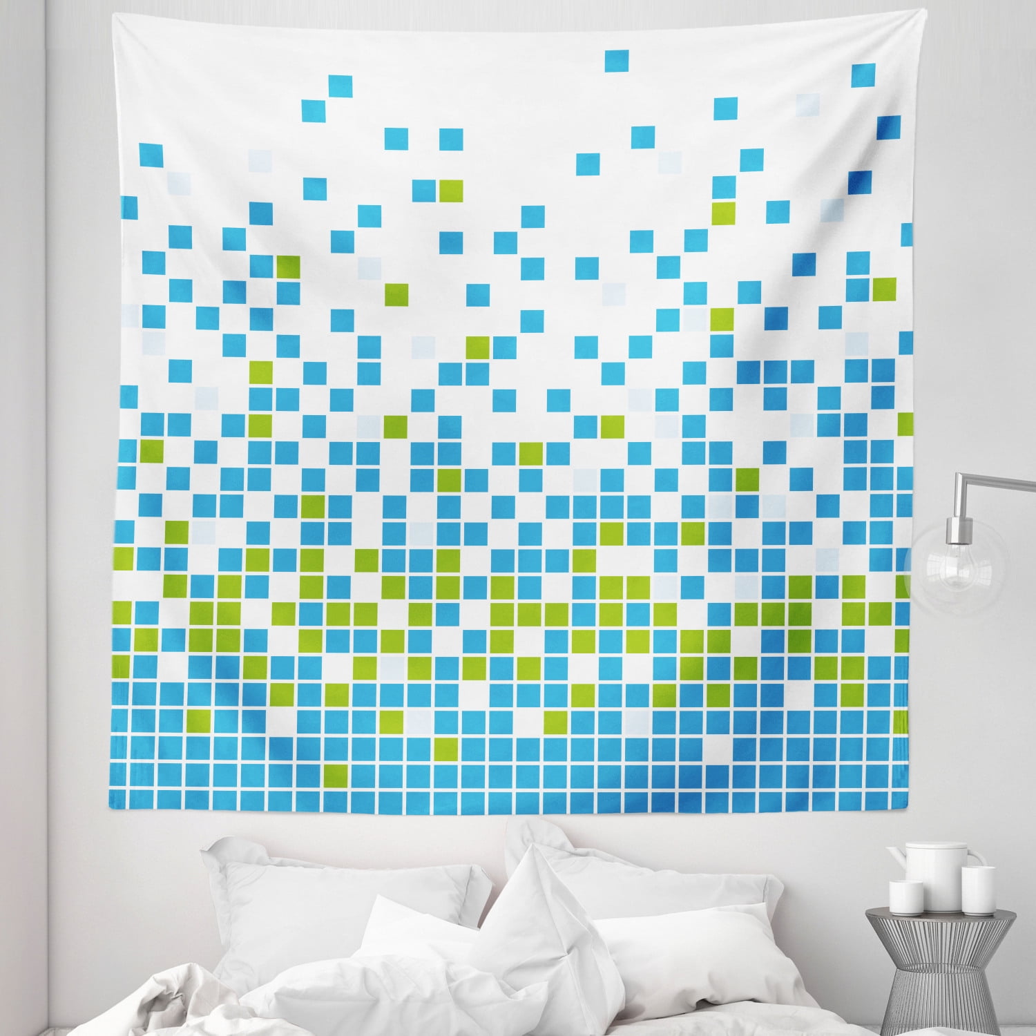 Modern Tapestry, Mosaic Grid Pattern Pixel Art Digital Design Graphic ...