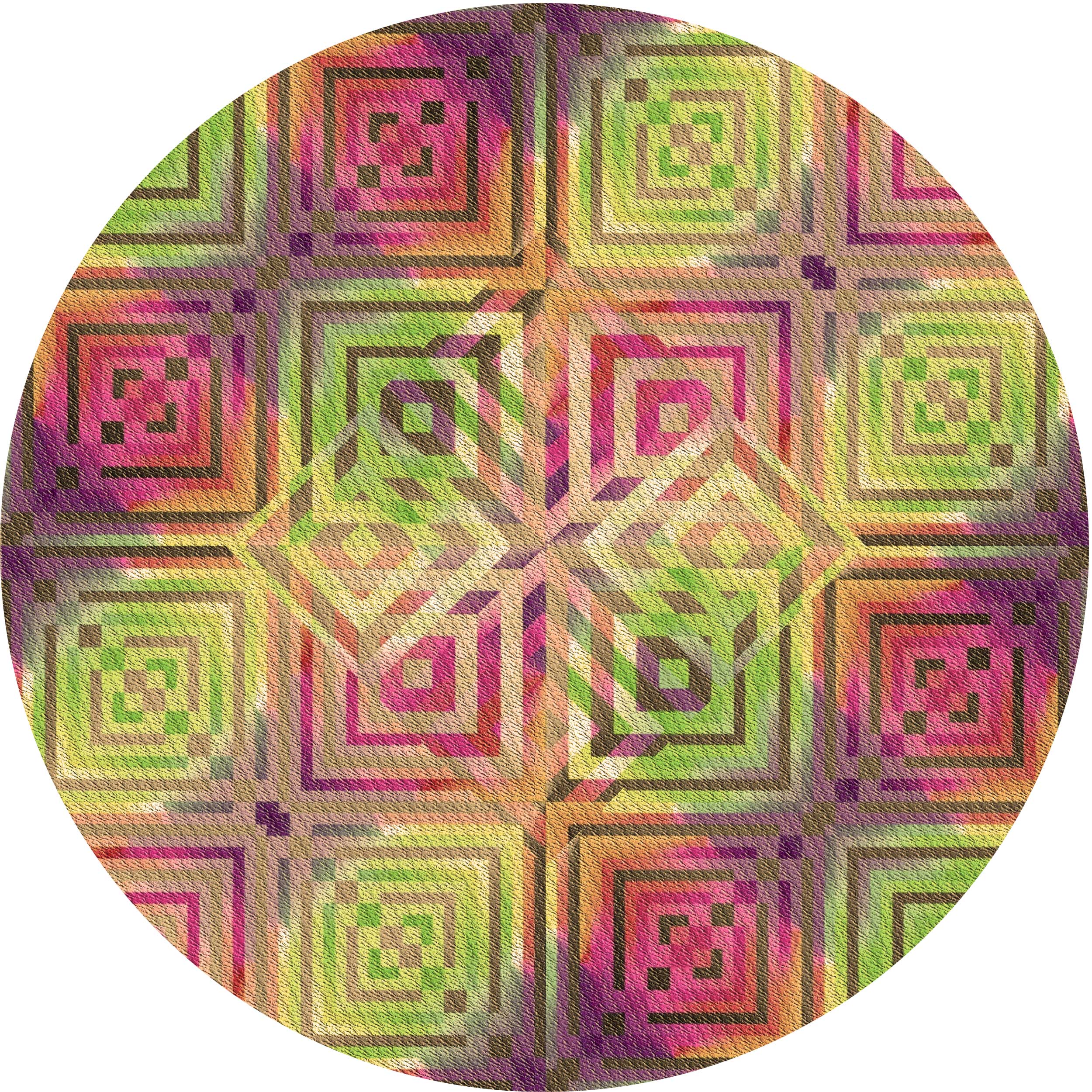 Ahgly Company Indoor Round Patterned Metallic Gold Area Rugs, 8' Round ...