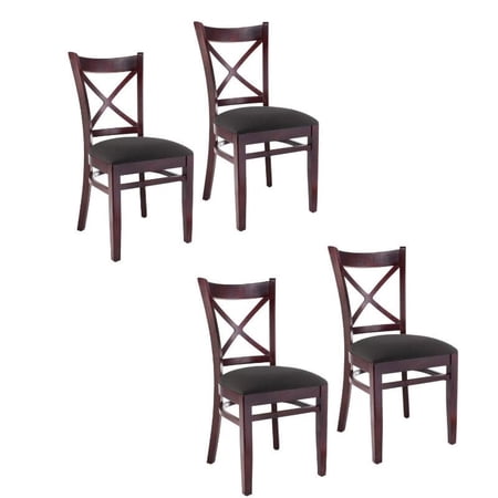Cross Back Side Dining Chair in Dark Mahogany (Set of 4) | Walmart Canada