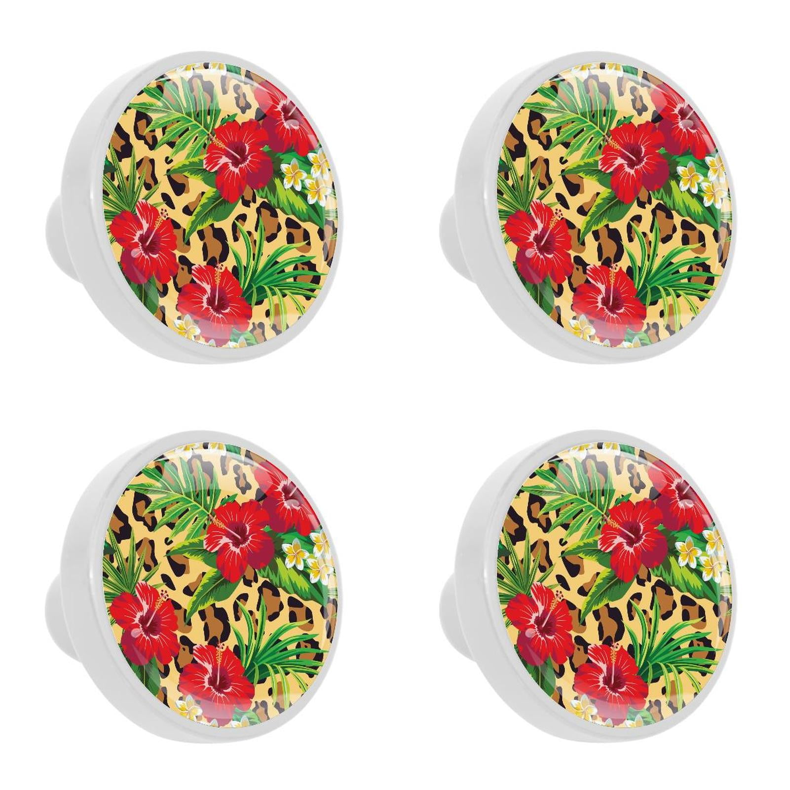 4 Pcs Hibiscus Flowers Knobs for Kitchen Cabinet Cupboard Dresser ...