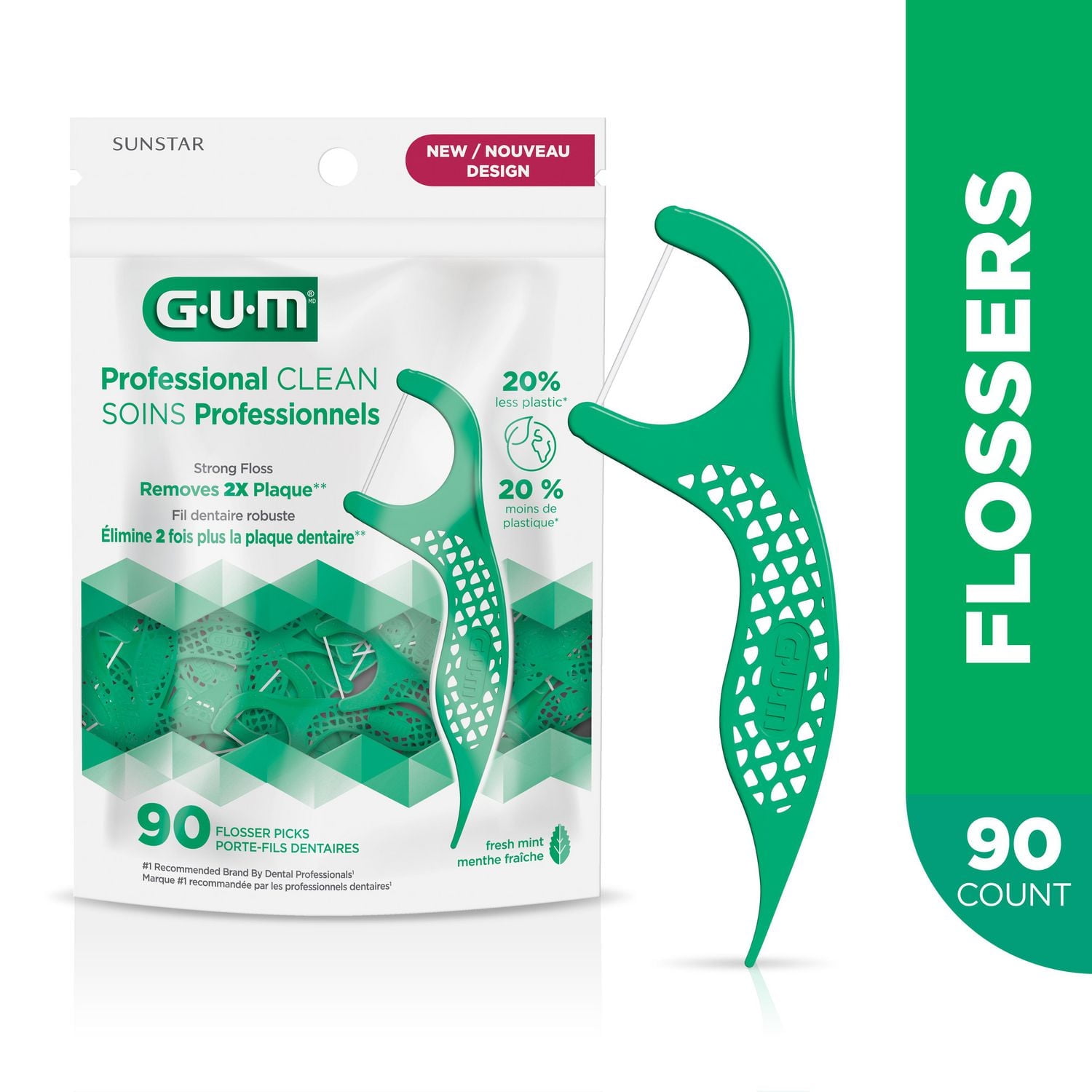 GUM® Professional Clean Flosser, Extra Strong Floss Proven to Remove ...
