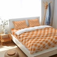 4 Piece Duvet Cover Set Queen, Autumn Orange Buffalo Lattice Soft ...