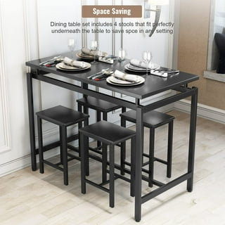 AWQM 5 Piece Bar Table Set, Kitchen Counter Height Table with 4 Stools ...