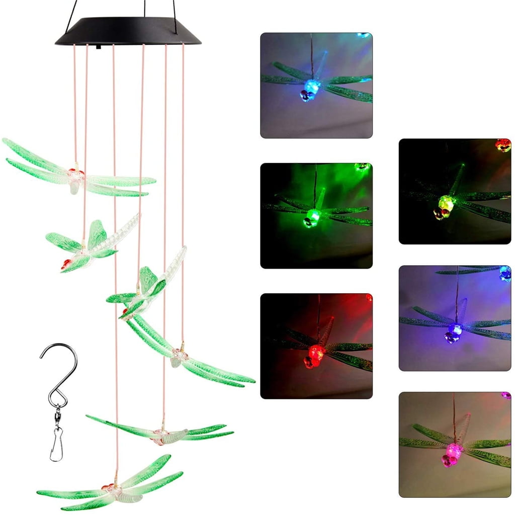 Wind Chime Solar Powered Color-Changing Led Wind Chimes Multi Solar ...