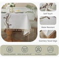 Beige Embroidered Rectangular Tablecloth Cotton Linen Farmhouse Style ...