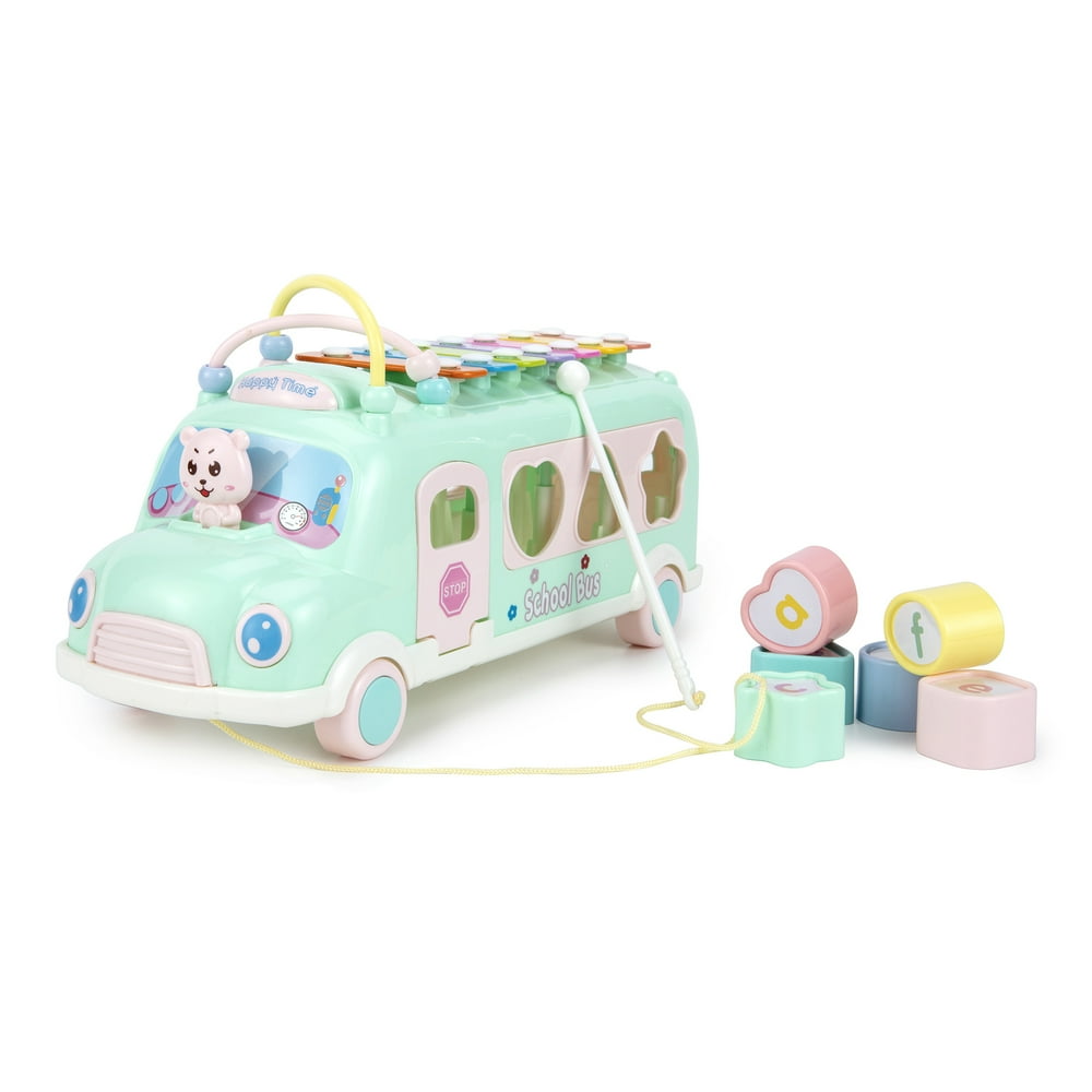 Multi-Functional Musical School Bus Toy Early Learning Educational Toys ...