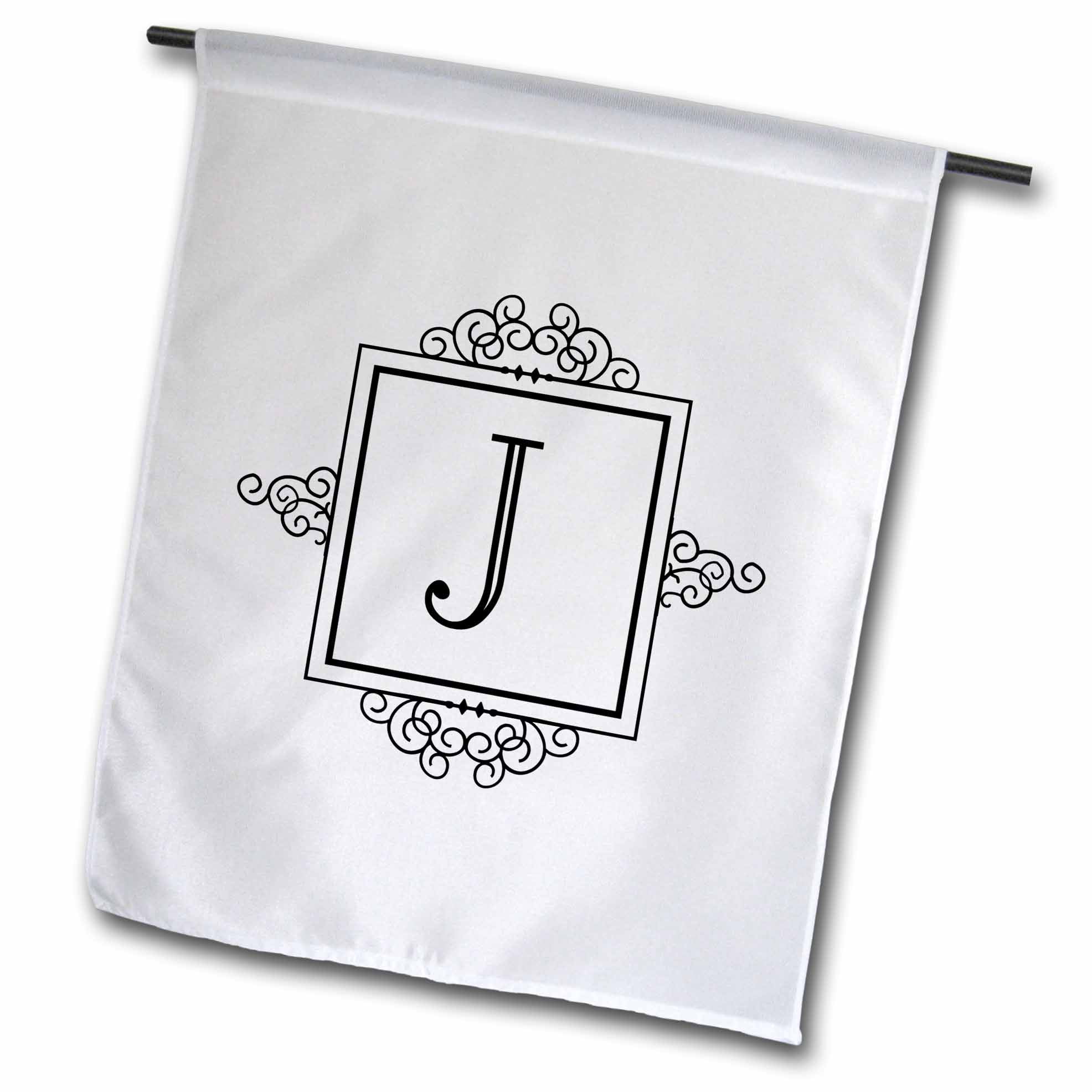 3dRose Initial letter J personal monogrammed fancy black and white ...