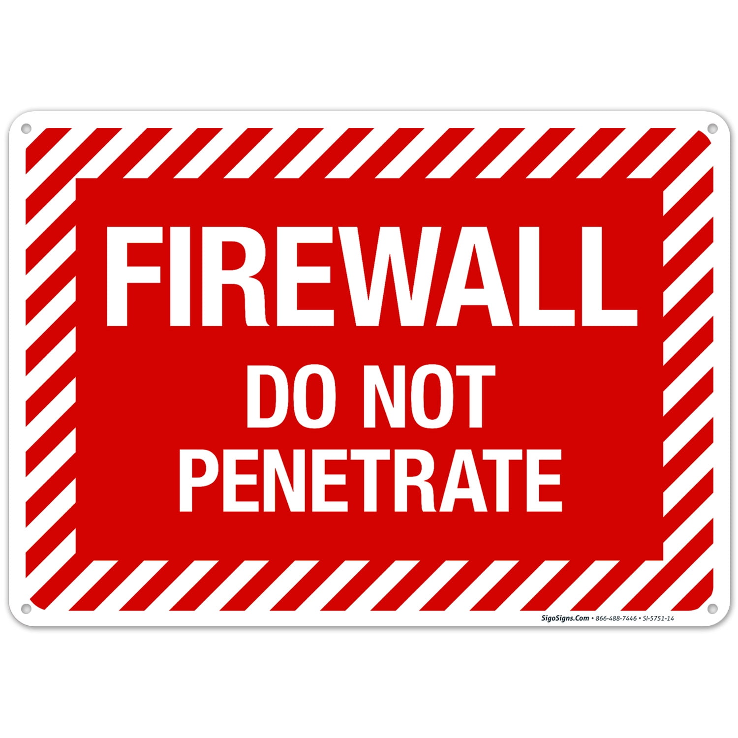 Firewall Do Not Penetrate Sign, Fire Safety Sign, - Walmart.com