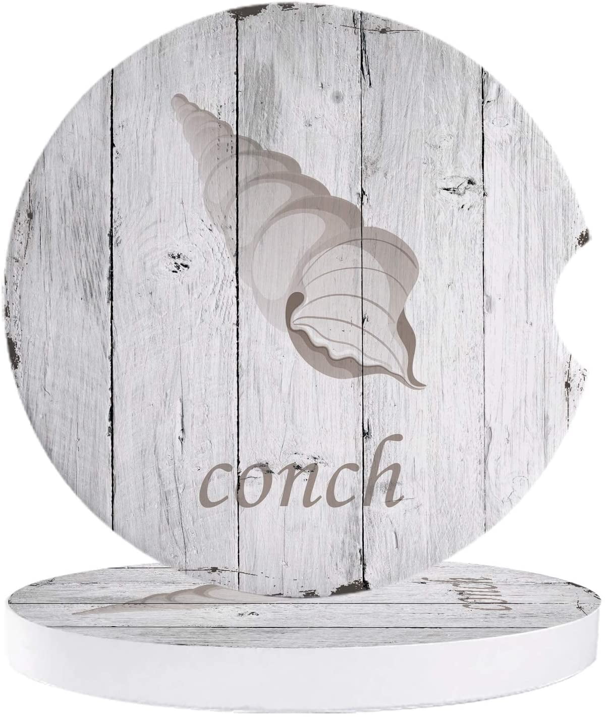 FMSHPON Theme Conch Retro Wood Grain Set of 6 Car Coaster for Drinks ...