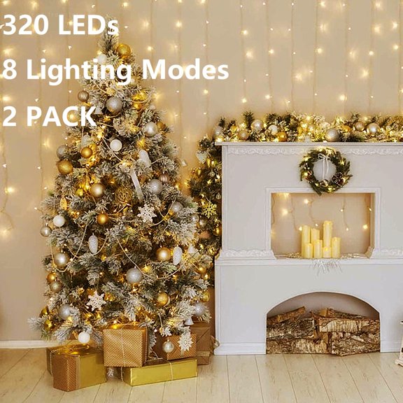 TORCHSTAR 2 Pack 9.8ft x 9.8ft LED Curtain Lights, Starry Christmas ...