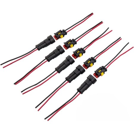 5 Sets 2 Pin Way Car Auto Super Sealed Waterproof Electrical Connectors ...