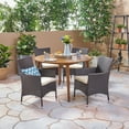Hearn Outdoor 5 Piece Wood and Wicker Dining Set - Walmart.com