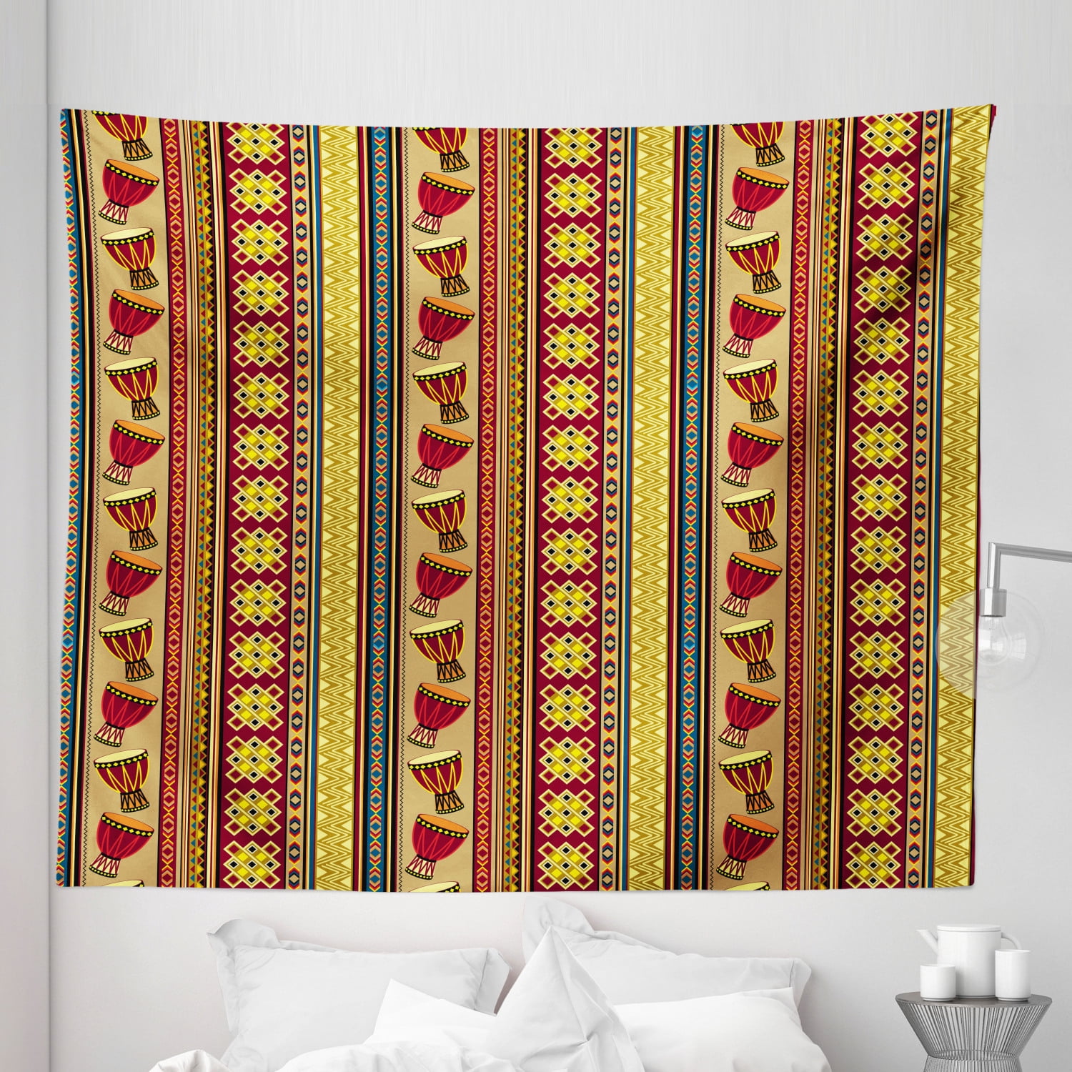 African Tapestry, Pattern with Abstract Folk and Drum Traditional ...