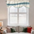 Abstract Wave Effect Tie Up Valances Curtain, Watercolor Blue Stripe ...