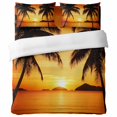 4 Pieces Duvet Cover Queen Bedding Sets Summer Sunset Beach Coconut ...