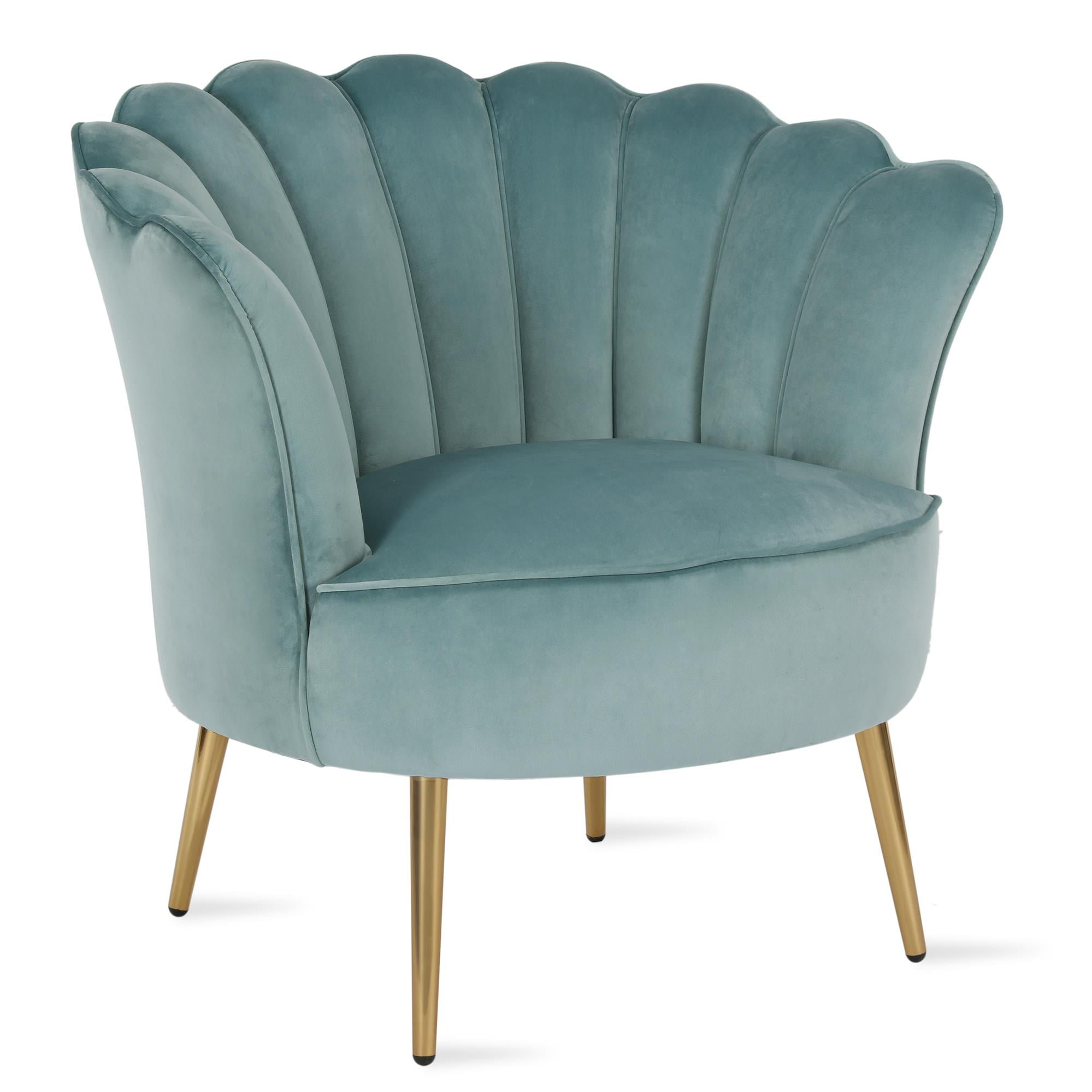 Novogratz Presley Modern Glam Seashell Accent Chair, Teal Velvet ...