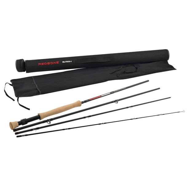 Redbone RB-FR908-4 Fly Fishing Rod Aluminum/Stainless 4 Pieces 8LB Line ...