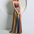 2026 Summer New Women's Strapless Rainbow Stripe Pleated Maxi Dress ...