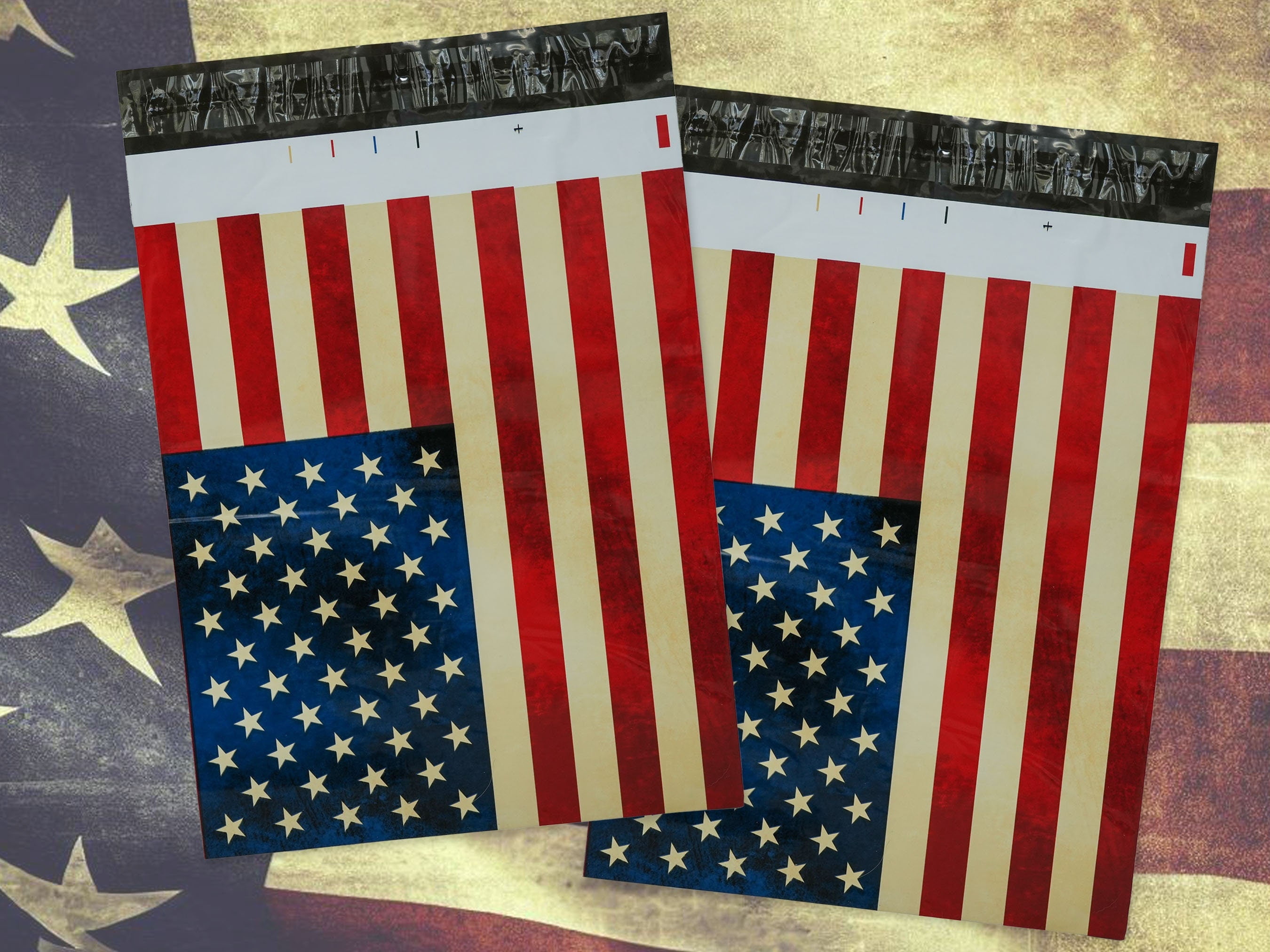 10x13 Rustic Flag Patriotic Poly Shipping Mailers, United States Red ...