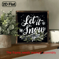 2D Flat, 1pc Vintage Let it Snow Framed Wall Sign - Black White Cursive ...