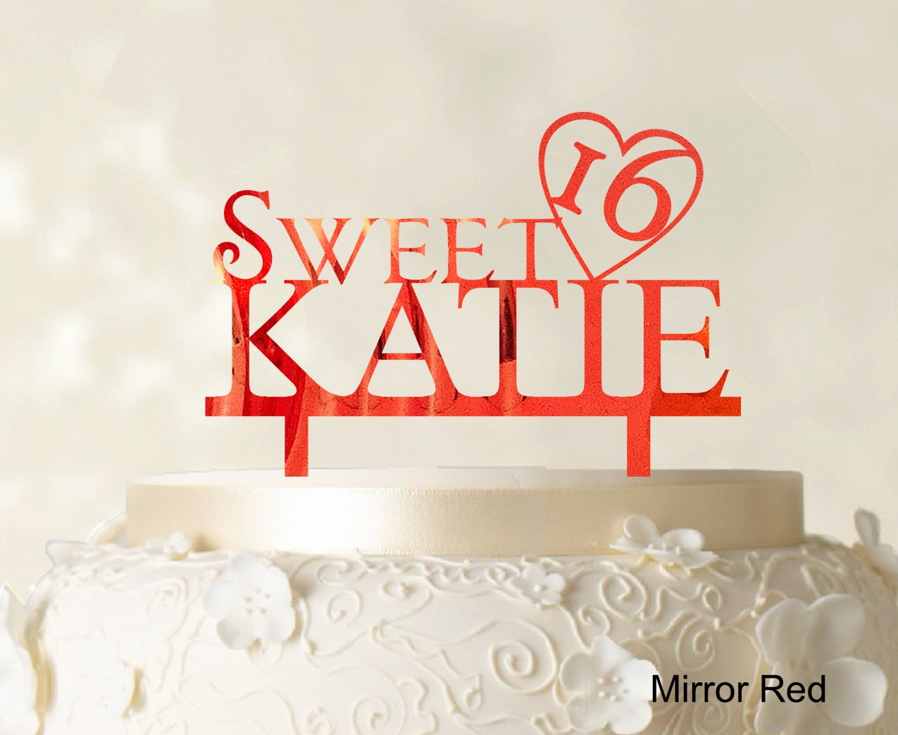 "Personalized Birthday Cake Topper Mirror Cake Topper Color Option ...