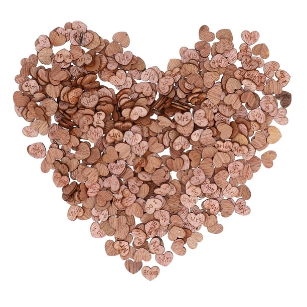 500Pcs Heart‑Shape Chips Wood Grain Slice Decoration DIY Hand‑Made ...