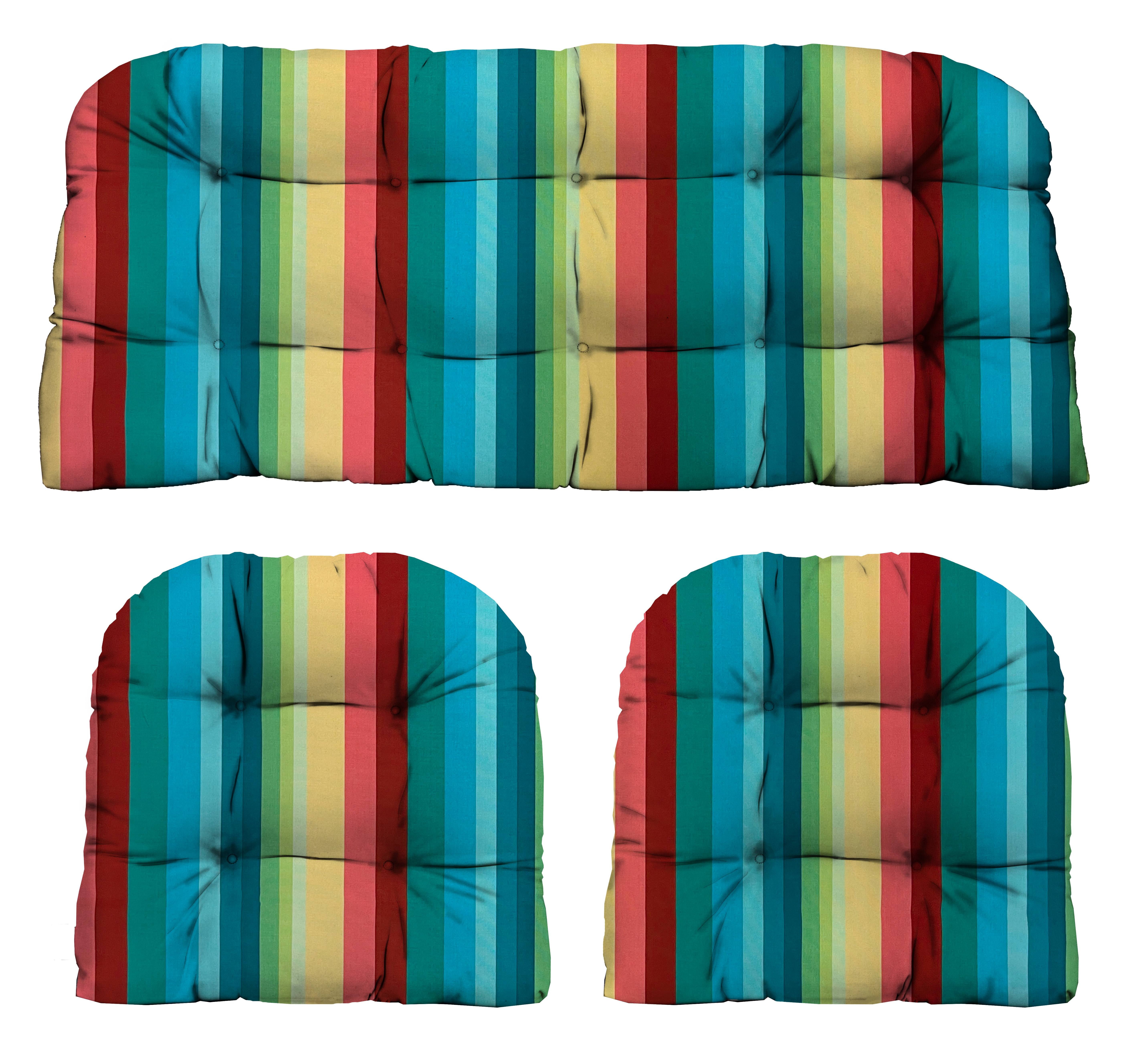 RSH Décor Indoor Outdoor 3 Piece Tufted Wicker Cushion Set, Large ...