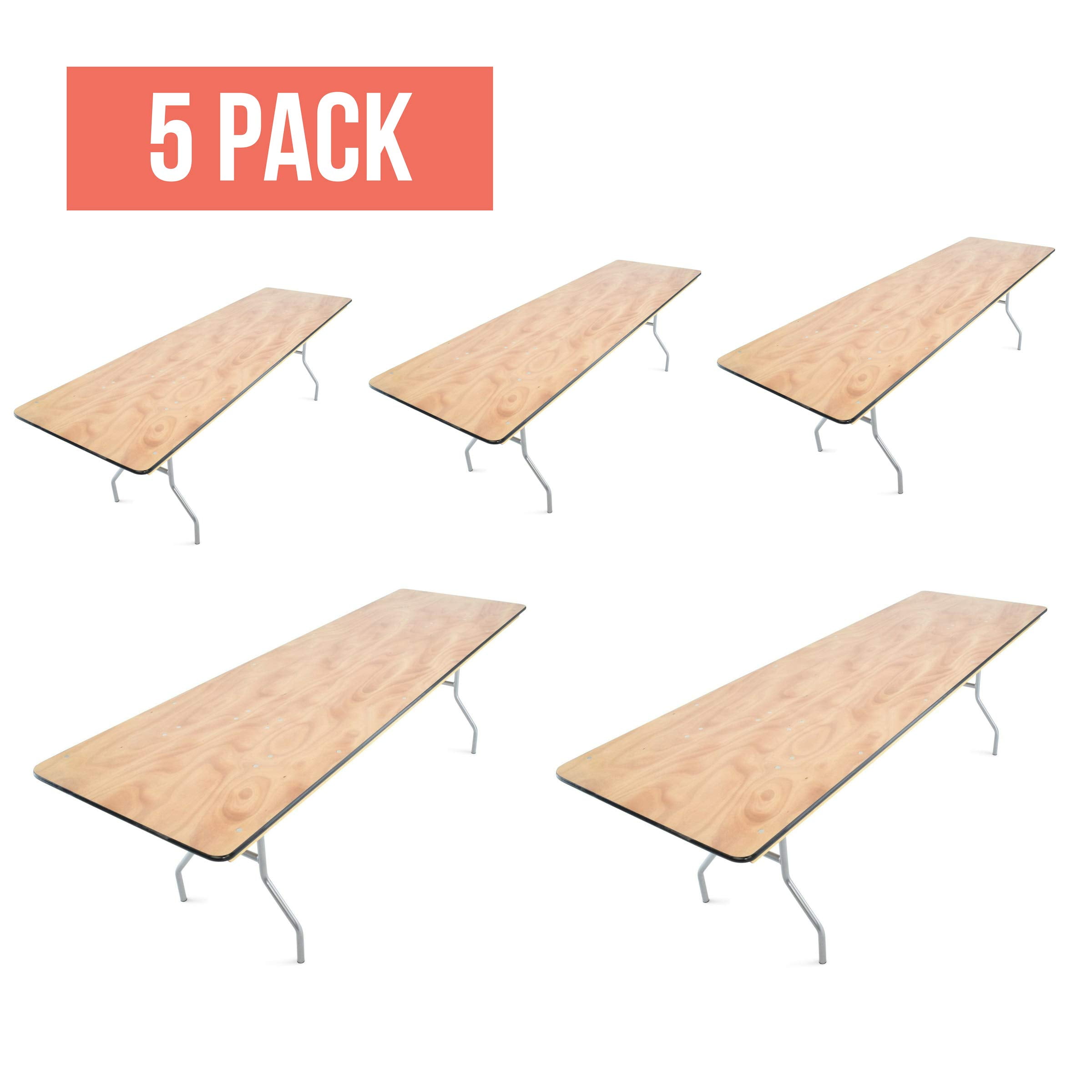 EventStable Titan Series Wood Folding Table - 6' x 30'' - 5 Pack ...