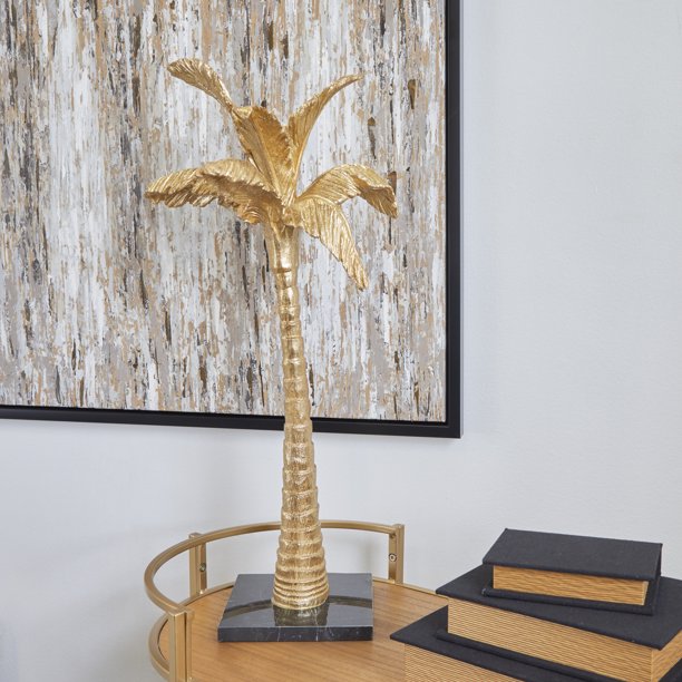 12" x 27" Gold Polystone Palm Tree Sculpture, by The Novogratz ...