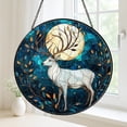 Deer in Moonlit Forest Window Hanging – Stained Glass Style Suncatcher ...