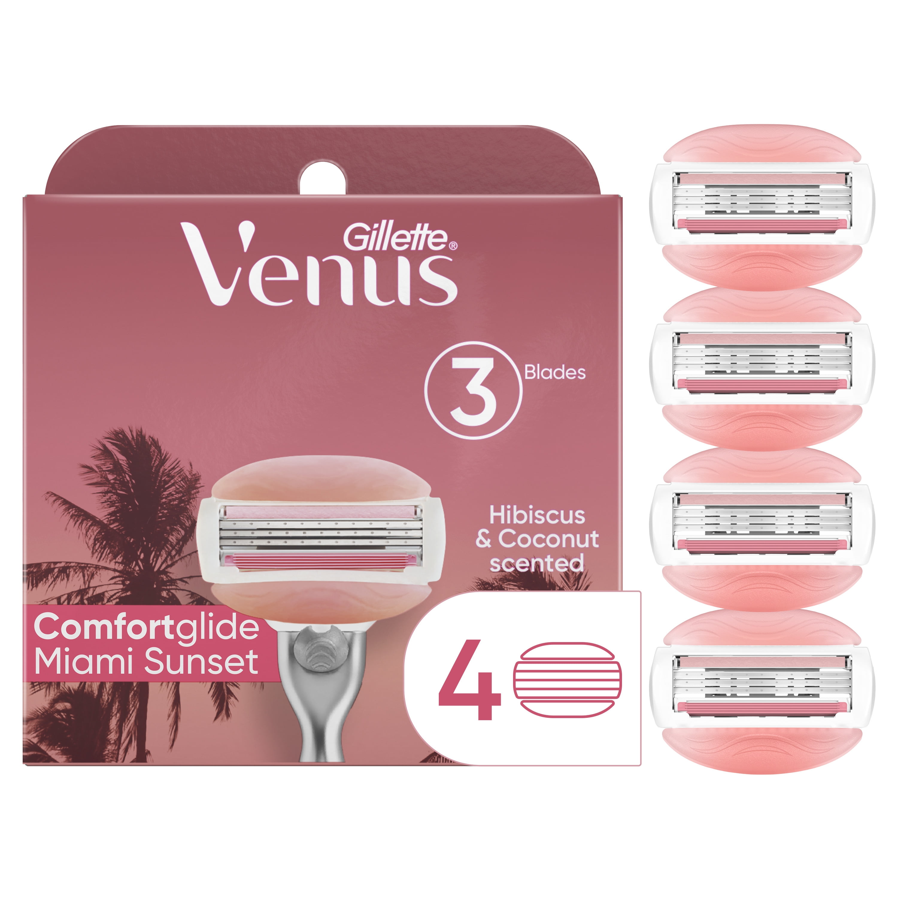 Venus Miami Sunset Comfort Glide, Women's Razor Refills, 4 Ct - Walmart.com