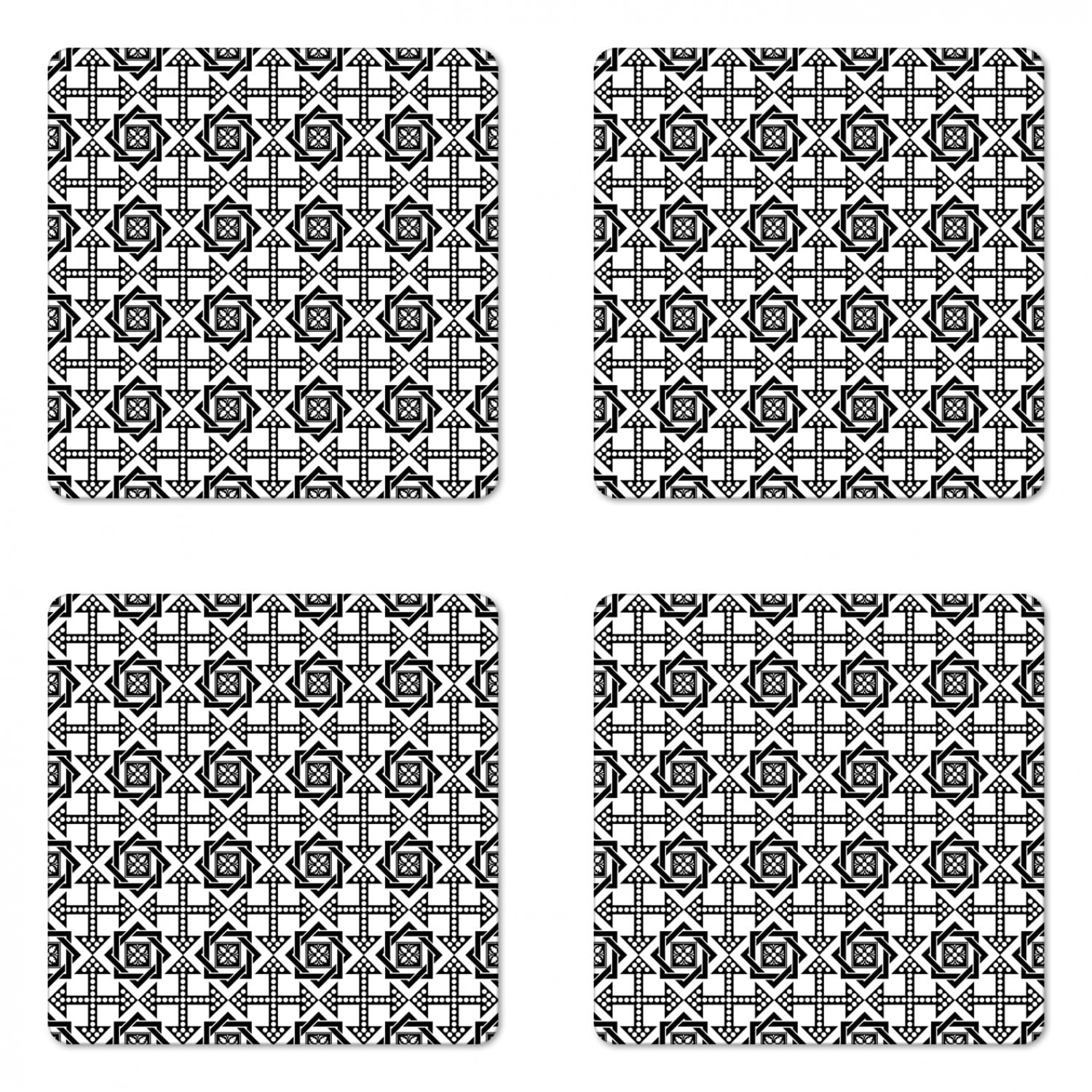 Black and White Coaster Set of 4, Celtic Star Pattern with Arrows with ...