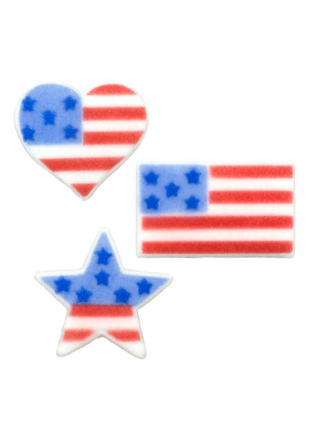 American Flag Assortment Heart Star flag Sugar Decorations Toppers ...