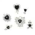 (2 pack) Cousin DIY 6 Piece Black Heart Charms, Silver-Toned Metal ...
