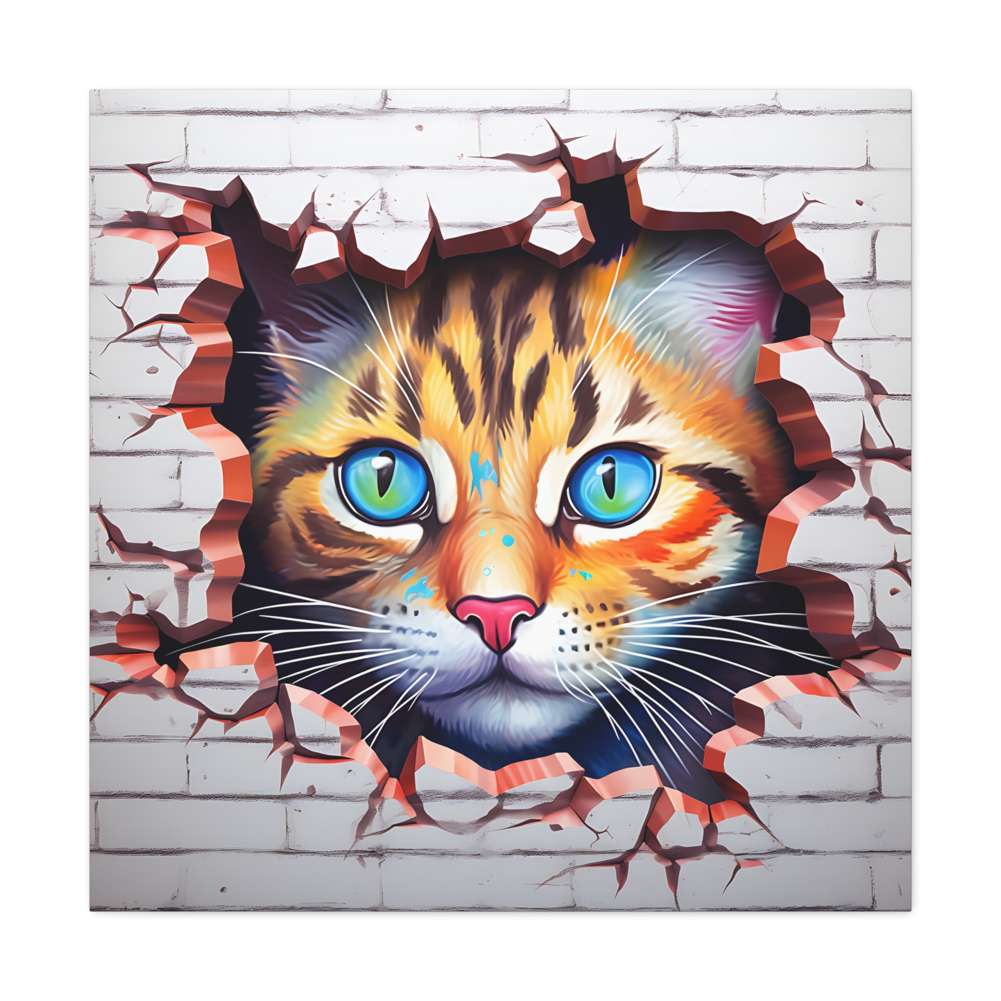 Cat 3D Smashed Canvas Gallery Wraps - Walmart.com