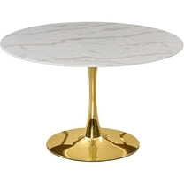 "Meridian Furniture Tulip 48"" Round Faux Marble Top Dining Table with ...