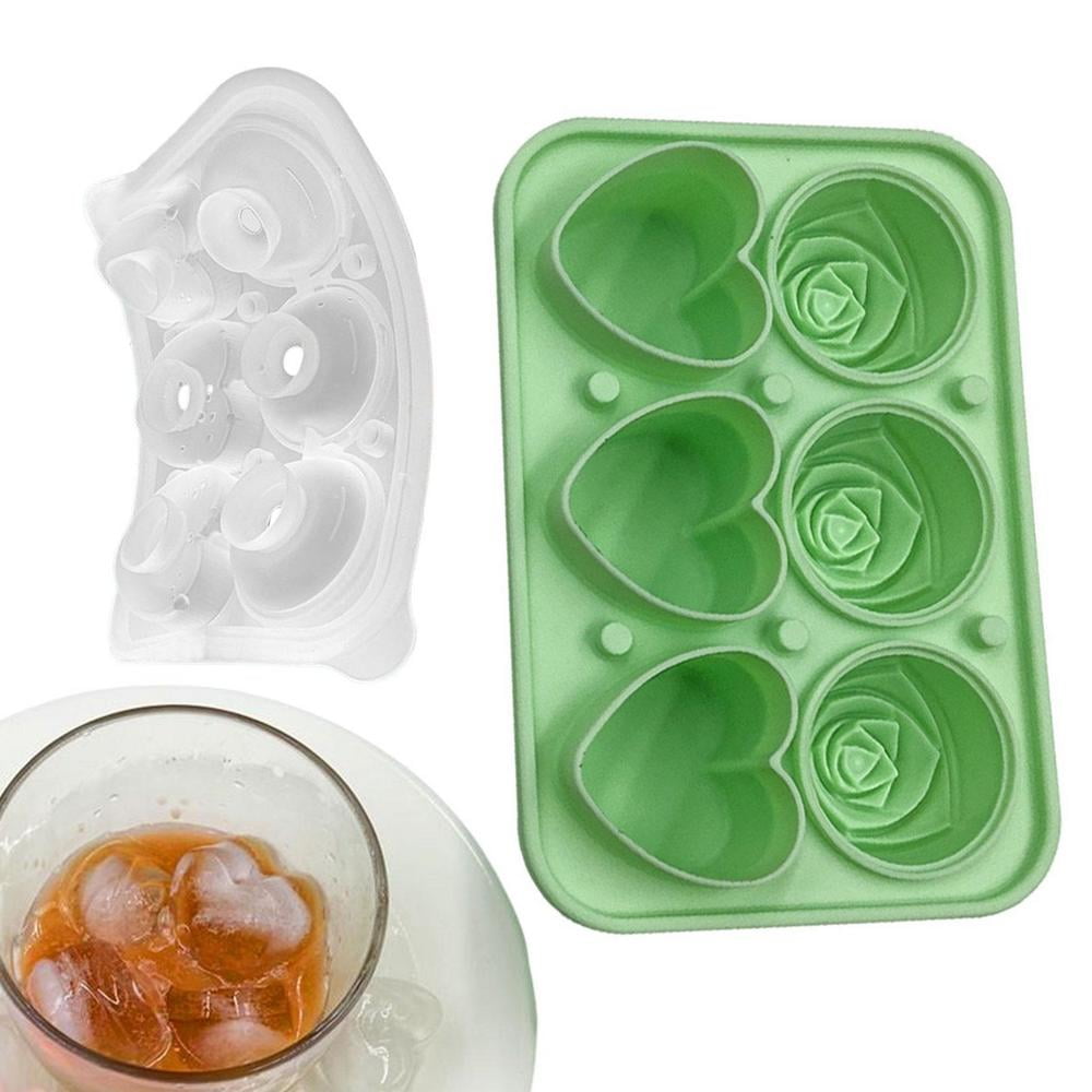Tohuu Whiskey Ice Cubes Mold 6 Cavity Heart Rose Shape Silicone Ice ...