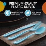 Exquisite Disposable Spoons - 200 Light Blue Plastic Spoons - Blue ...