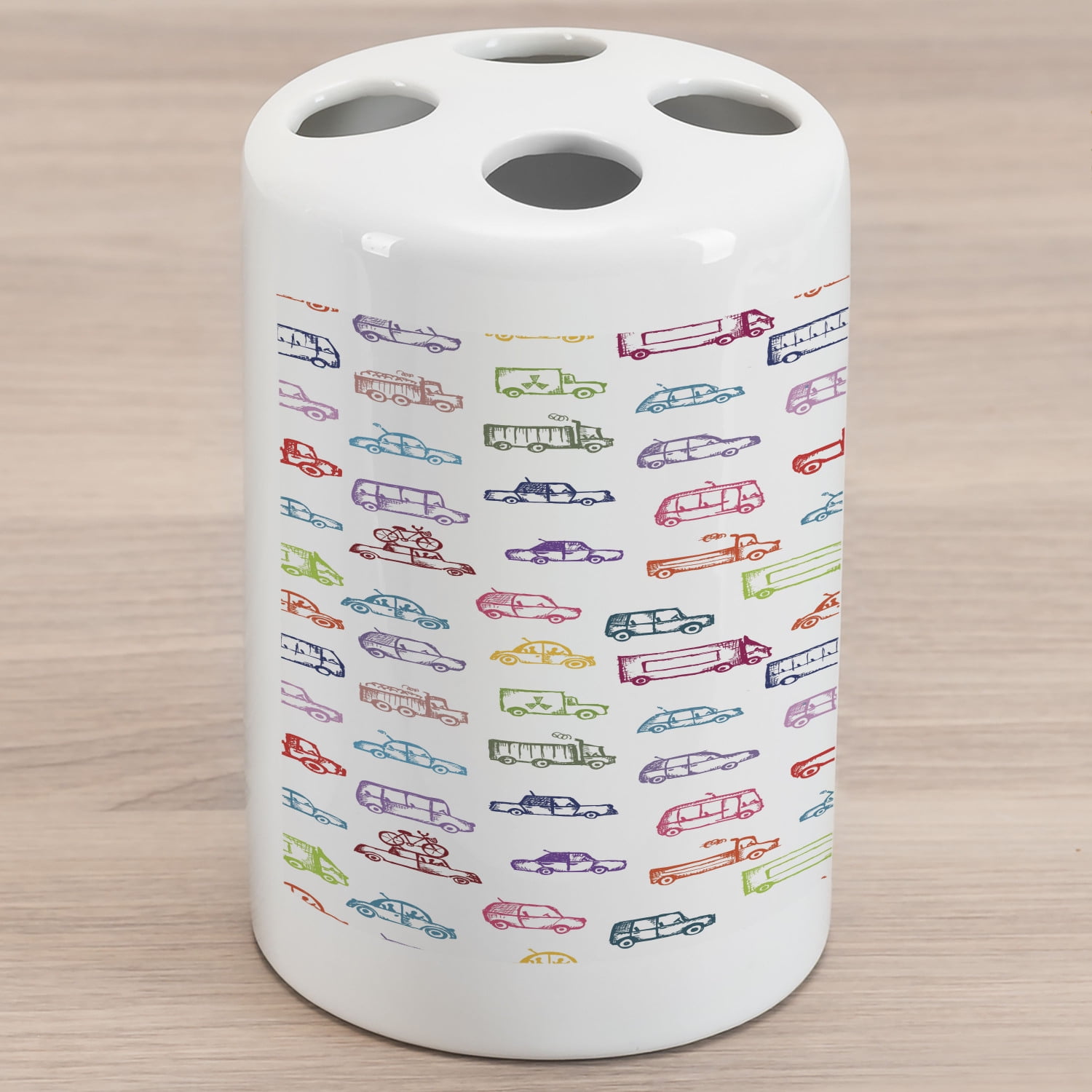 Cars Ceramic Toothbrush Holder, Various Types of Vehicles Bus Truck ...