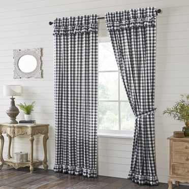 VHC Brands Plaid Curtain Panel, Black, 84x40, Set of 2 - Walmart.com