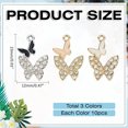 30Pcs 3 Colors Alloy Enamel Pendants with Rhinestone Butterfly Charm ...