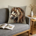 DwellJoy Short Plush Horse Pillow Cover 17.7 Inch with Cute Embroidery ...