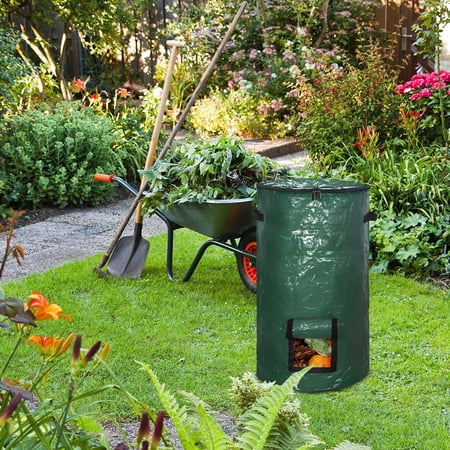 Garden Compost Bin Bag 34 Gallon Reusable Yard Waste Bags Collapsible ...